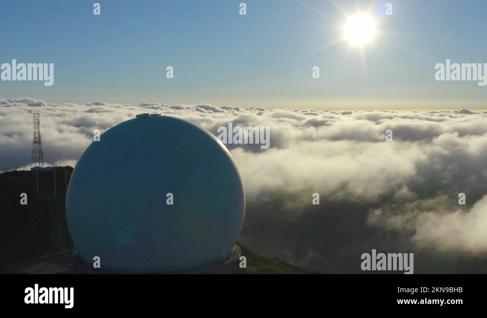 Meteorological weather radar station with a large sphere on top of a ...