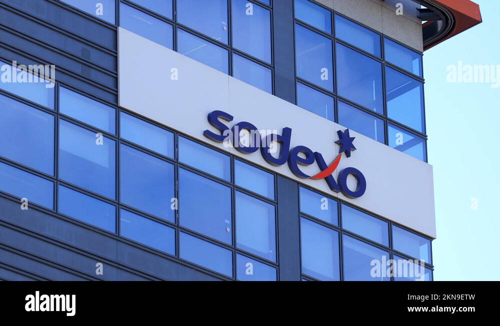 Sodexo logo on the Sodexo headquarters building exterior Stock Video ...