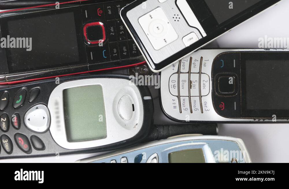 Different Types of Old Used Cell Phones. Electronics are a Source of ...