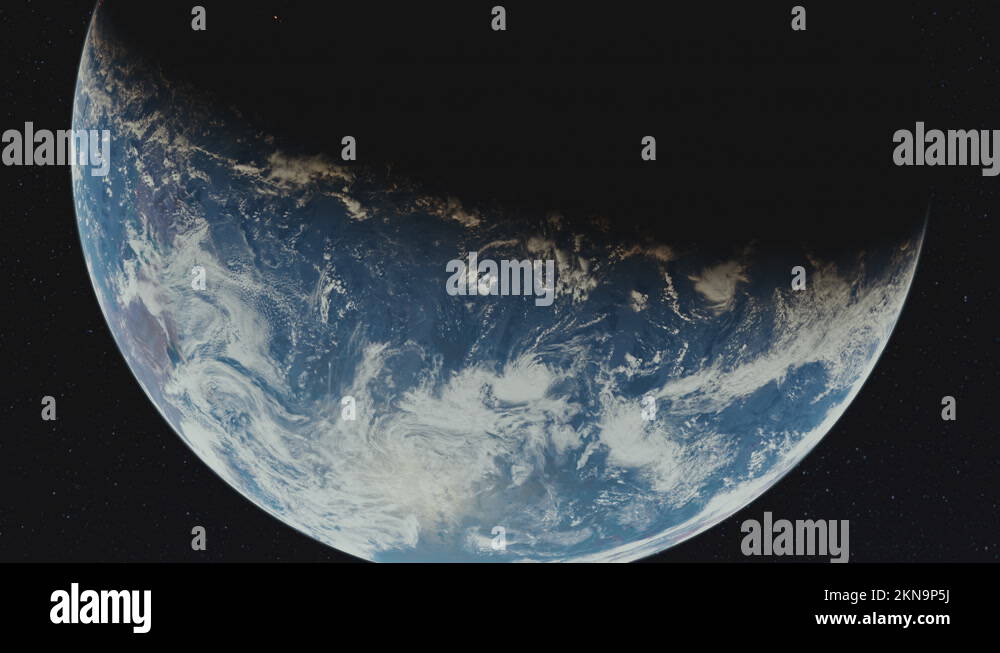 Approaching planet earth from space. Photorealistic cinematic grading ...
