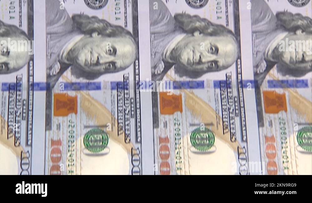 SHEET OF 100 DOLLAR BILLS AT THE PRINTING PRESS Stock Video Footage - Alamy