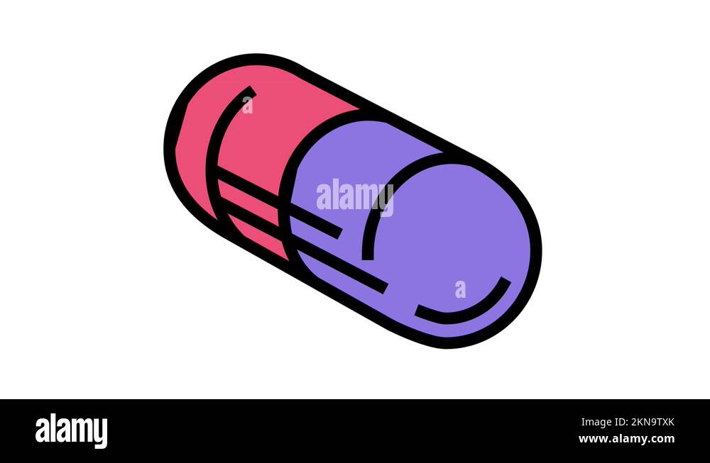 capsule medicament pharmaceutical production color icon animation Stock ...