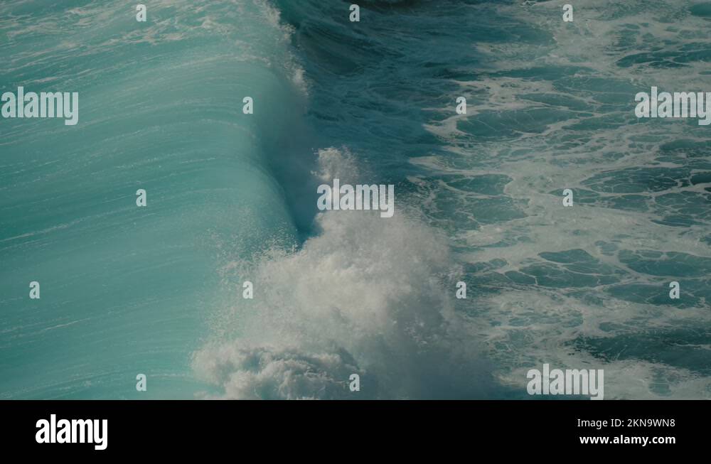 Big wave crashing in slow motion. Power, force and energy of hydro ...