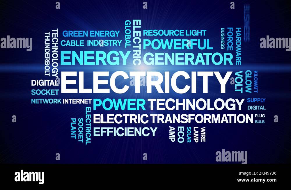 Electricity animated word cloud,design animation typography seamless ...