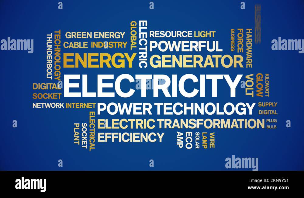 Electricity animated word cloud,design animation typography seamless ...