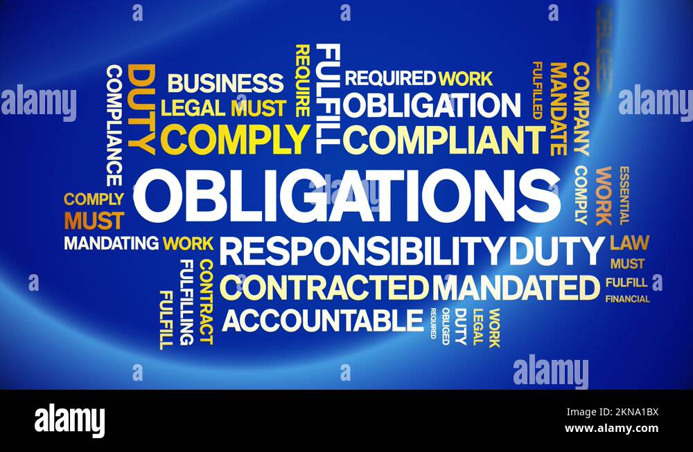 Obligations animated word cloud,animation kinetic typography seamless ...