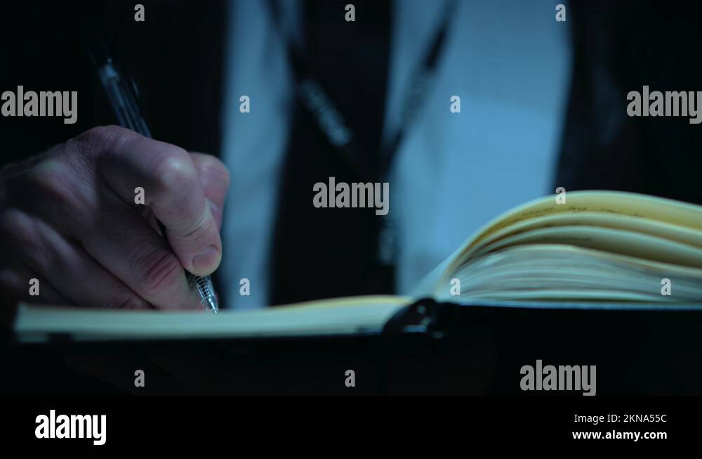 Cinematic Police Interview Interrogation With Inspector Writing Notes ...