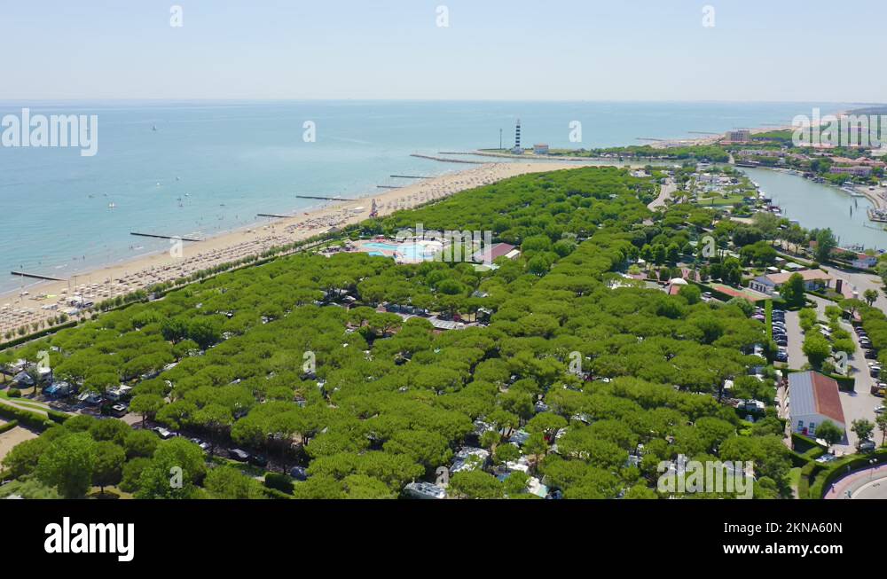 Italy, Jesolo. Lido di Jesolo, or Jesolo Lido, is the beach area of the city of Stock Video ...
