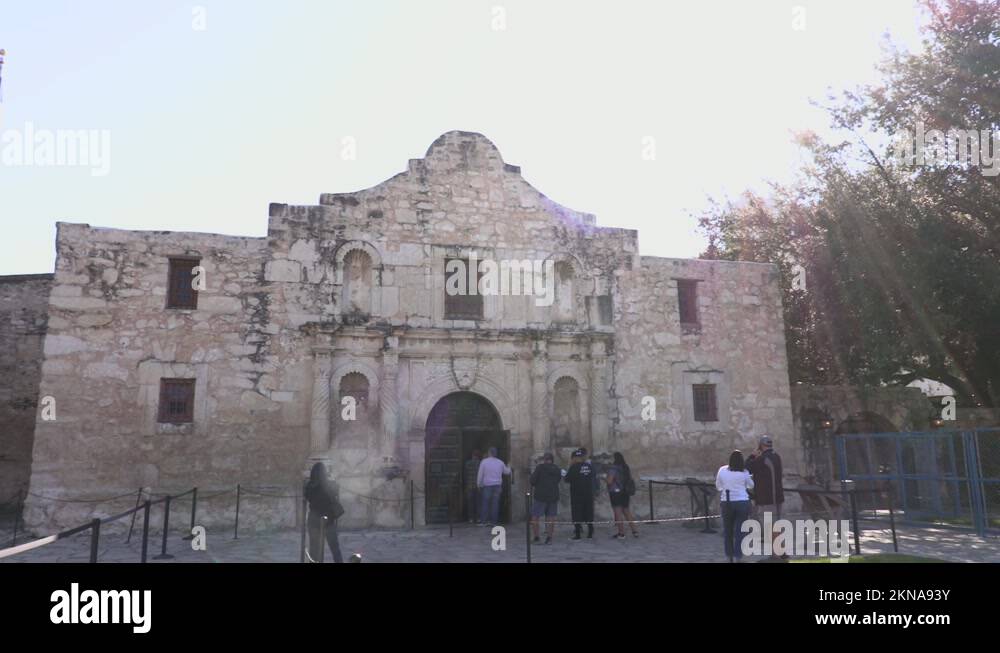 Hand held shot of the front of the Alamo in San Antonio Stock Video ...