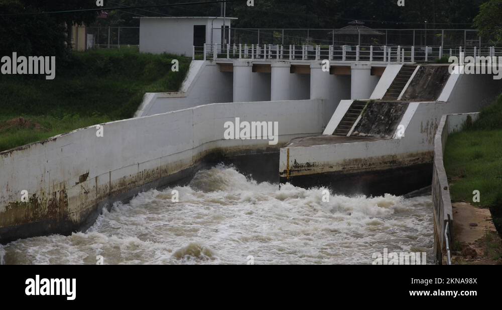 4K of Raging Rainwater Rushing Out from an Overflowing Dam in Thailand ...