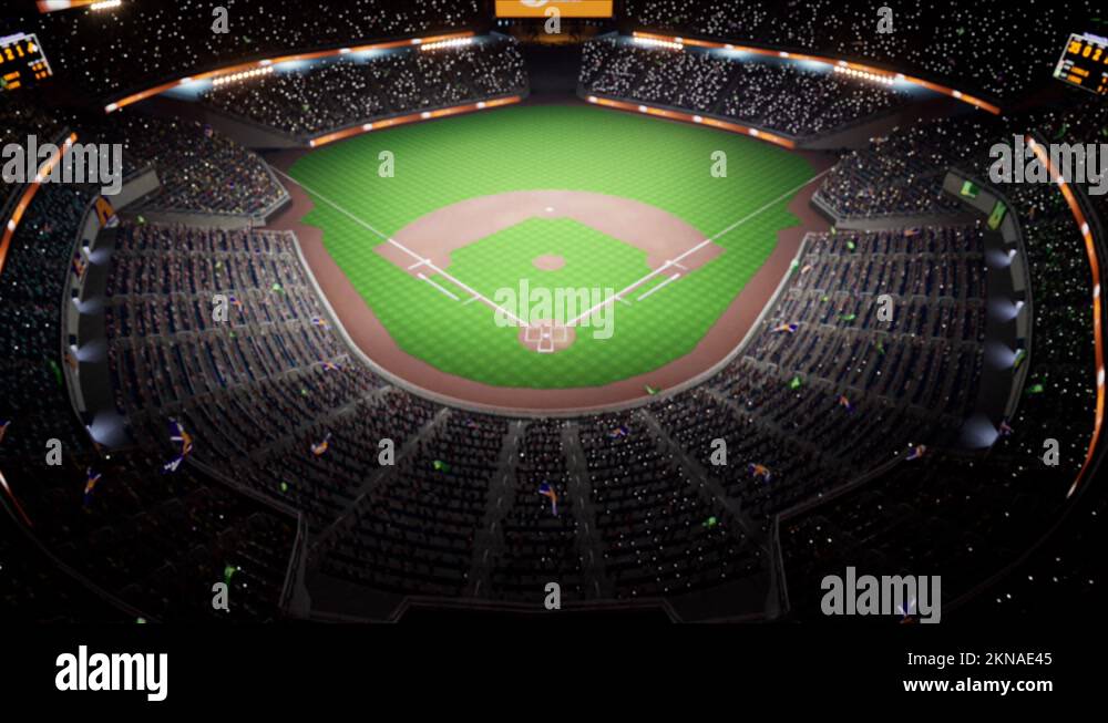 empty stadium arena with animated fans crowd in the night lights Stock ...