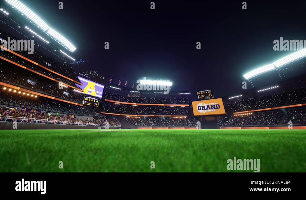 empty stadium arena with animated fans crowd in the night lights Stock ...