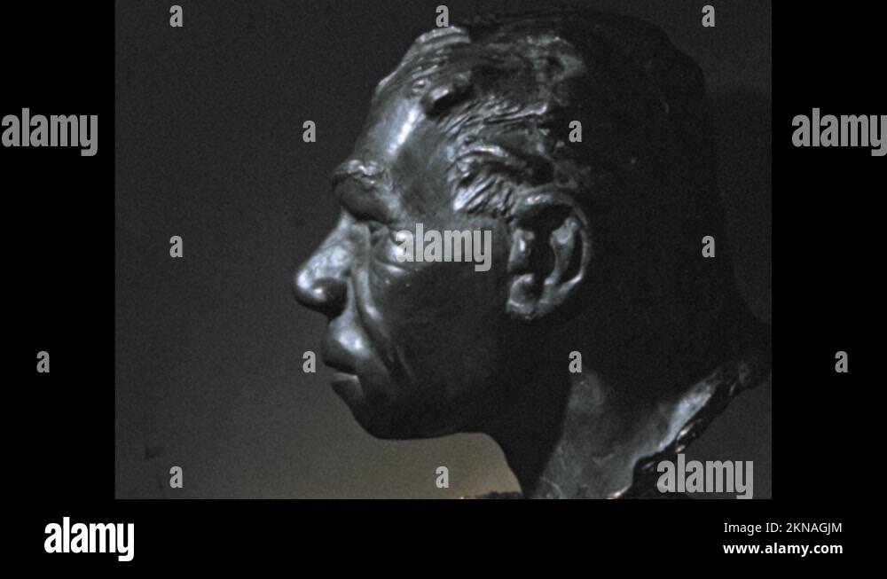 1950s: Metal bust of prehistoric man's head. Prehistoric man's skull ...