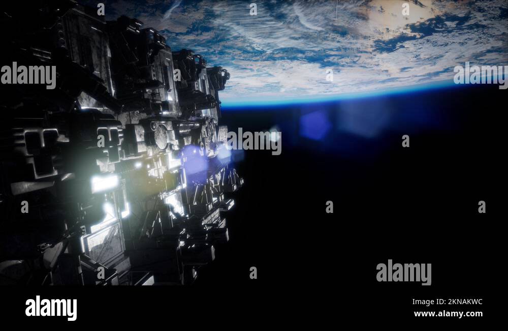 Spaceship with View on Space and Planet Earth Stock Video Footage - Alamy