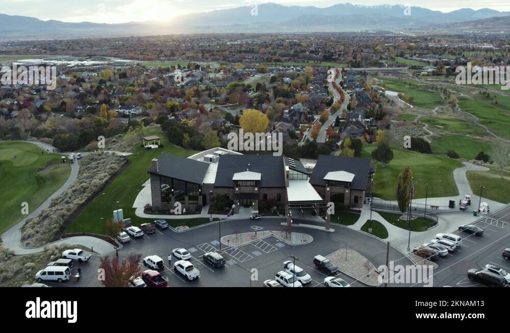 Golf Course Clubhouse Venue Building with Beautiful Sunset Background ...