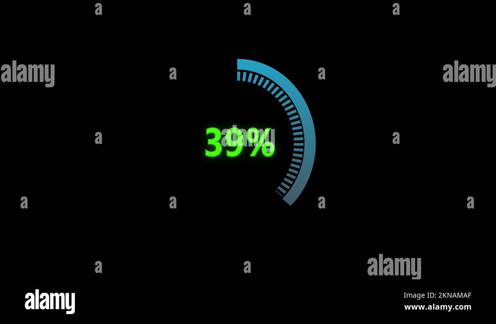 Circular percentage progress bar on transparent background. Blue dotted ...