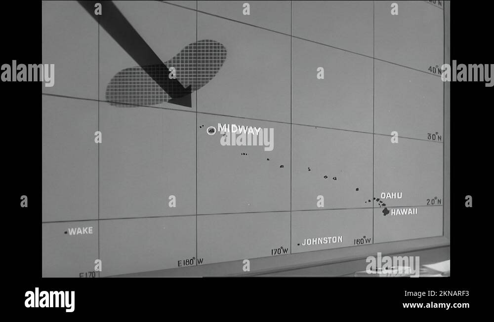 1940s: Animated map. Arrows trace route of Japanese forces. Explosion ...