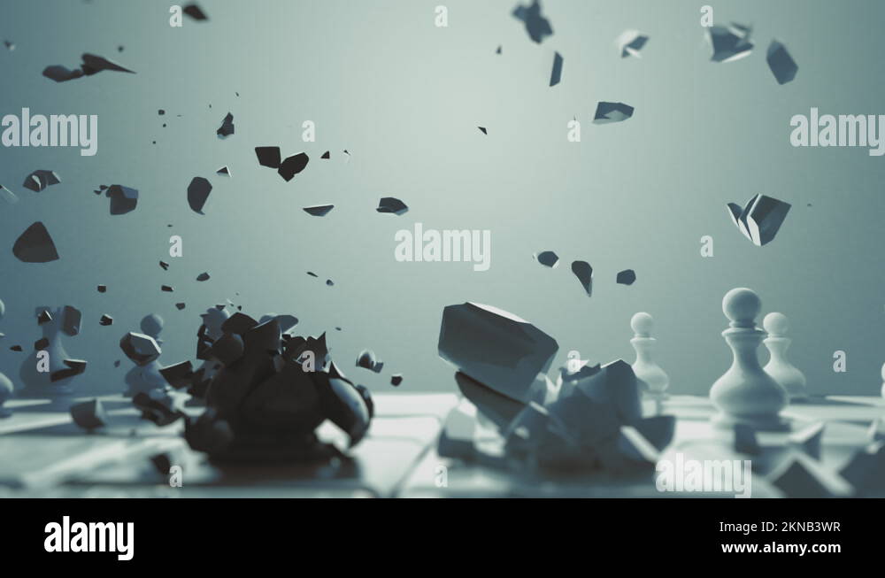 Destruction of chess figures series. Exploding kings in slow motion ...