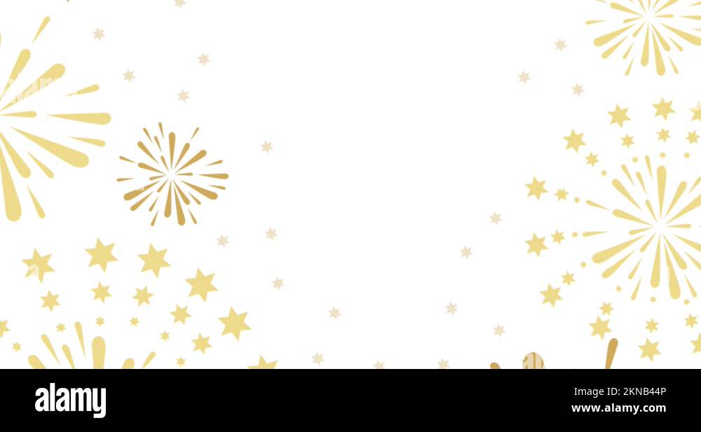Animation of exploding gold fireworks scrolling on white background Stock Video Footage - Alamy