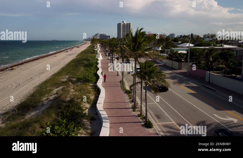 Ascending Drone Rising Over Fort Lauderdale Beach to High-Altitude ...