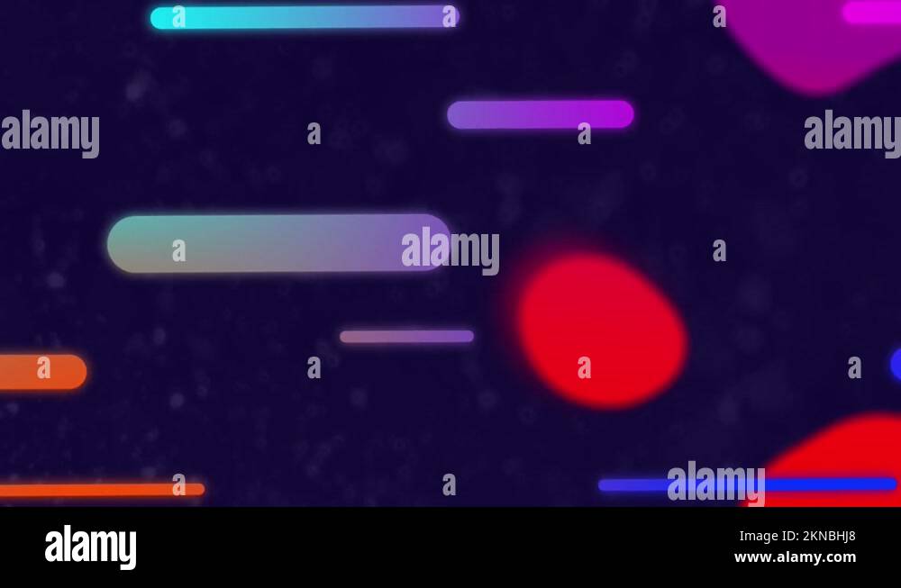 Animation of colourful capsule shapes moving horizontally over red lava ...
