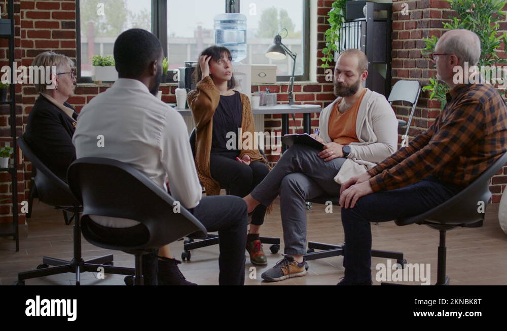 Woman with mental health problems sharing disorder with people at aa ...