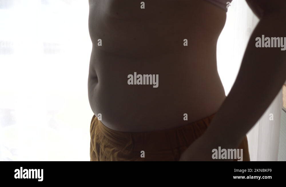 Grabbing overweight fat over Asian woman fat belly Stock Video Footage ...