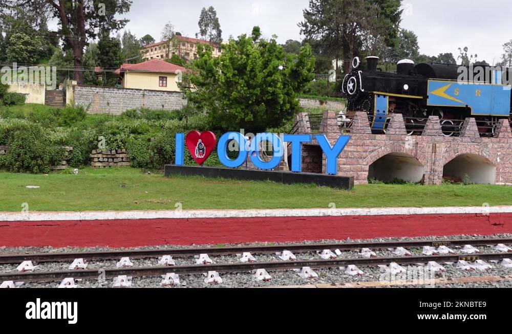I love OOTY Sign at Ooty railway station Stock Video Footage - Alamy
