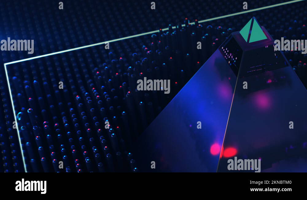 Hi-tech pyramid and scanning of waveform seamless loop 3D render ...