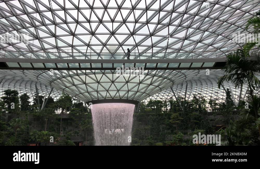 Singapore: Rain vortex indoor waterfall at Jewel terminal Changi ...