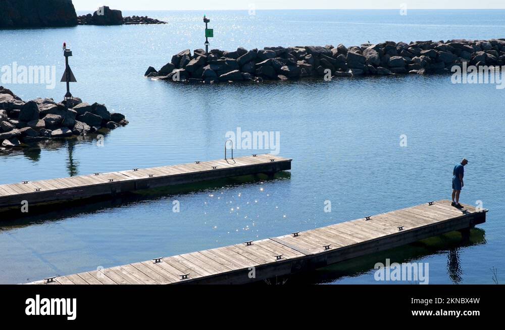 TACONITE HARBOR, MN - 28 SEP 2021: Docks and ramp on Lake Superior ...