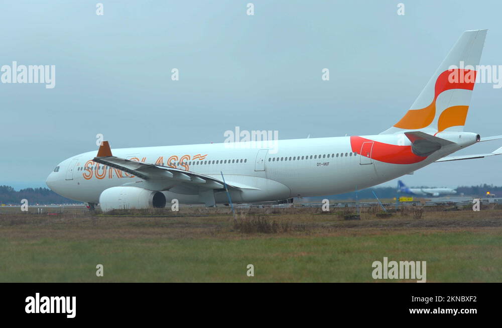 airplane airbus a330 sunclass airlines at taxiway side view oslo ...