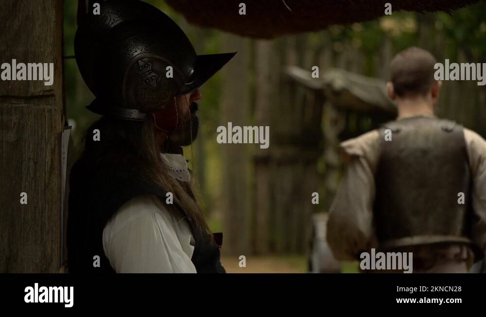 17th century Colonial American Militia Soldiers in Log Fort - Jamestown ...