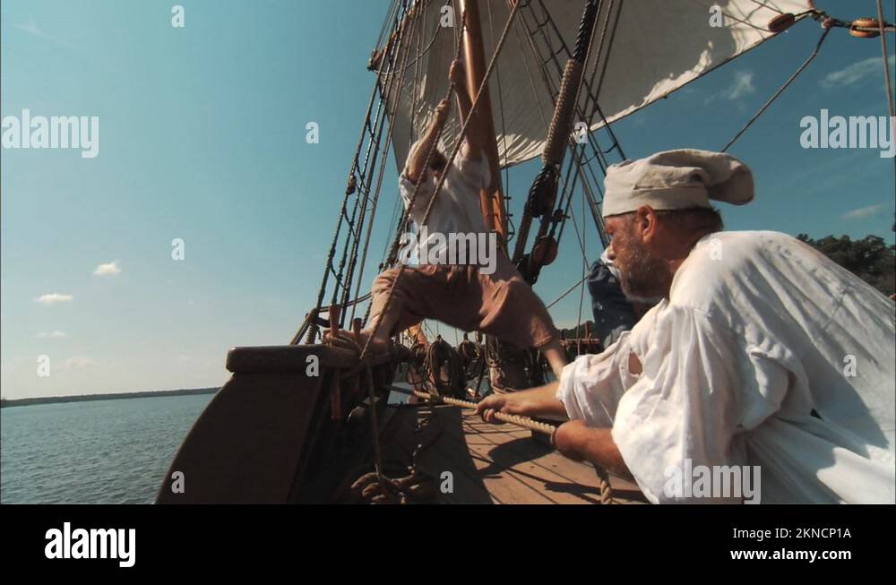 Exploration boat - Tall-ship, rigging, masts and giant sails at sea ...