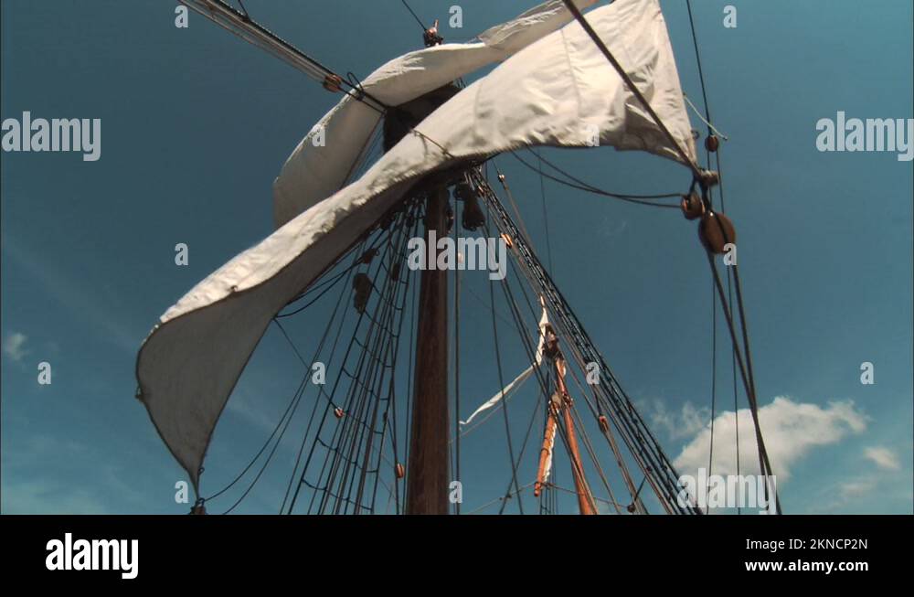 Exploration boat - Tall-ship, rigging, masts and giant sails at sea ...