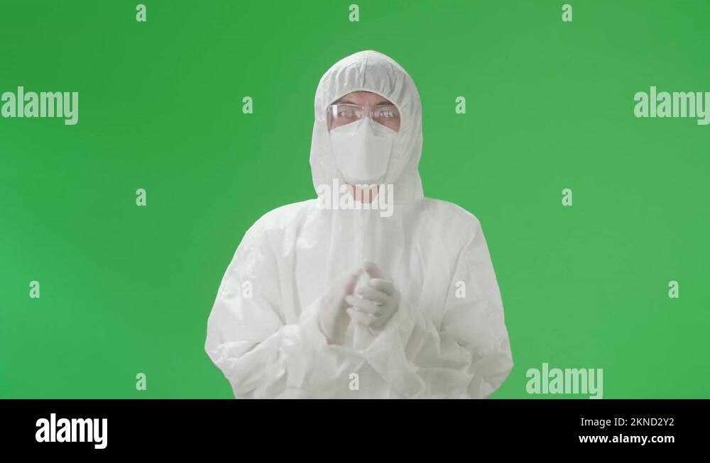 Asian Man Wearing Personal Protective Equipment Uniform Ppe, Medical ...