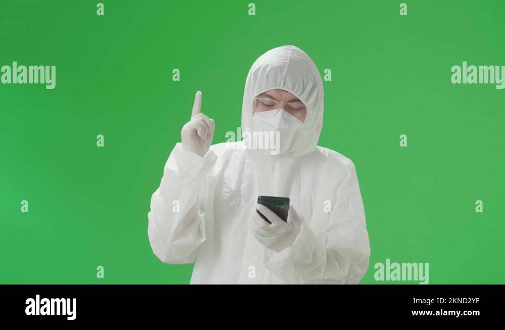 Asian Man Wearing Personal Protective Equipment Uniform Ppe, Medical ...