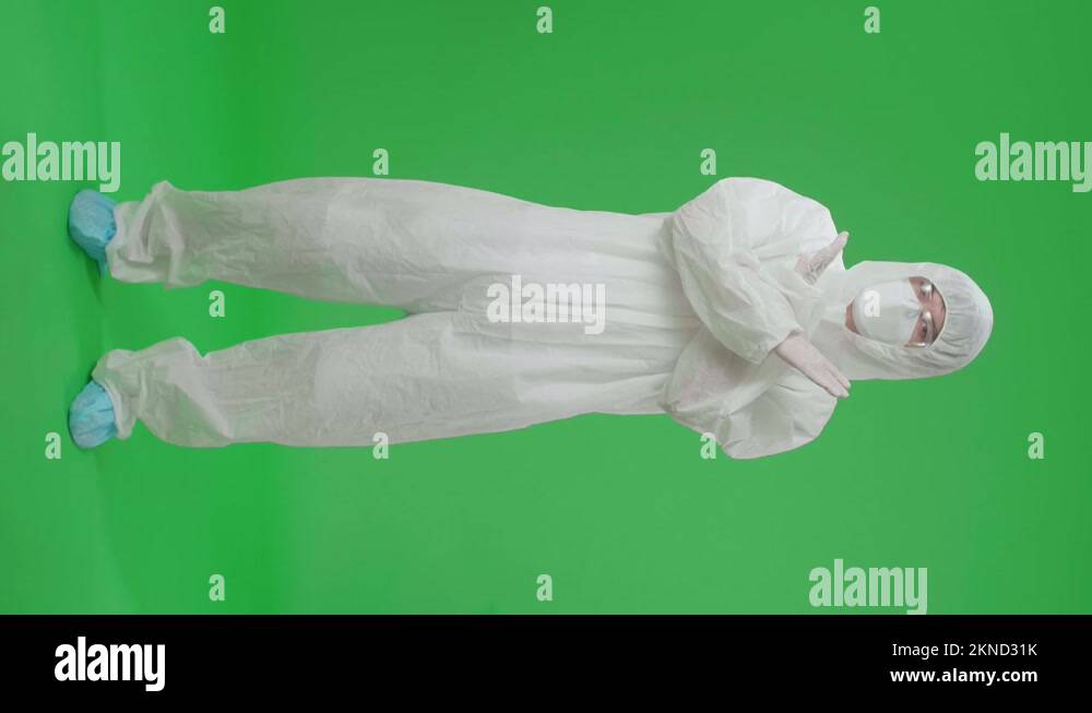 Full Body Of Asian Man Wearing Personal Protective Equipment Uniform ...