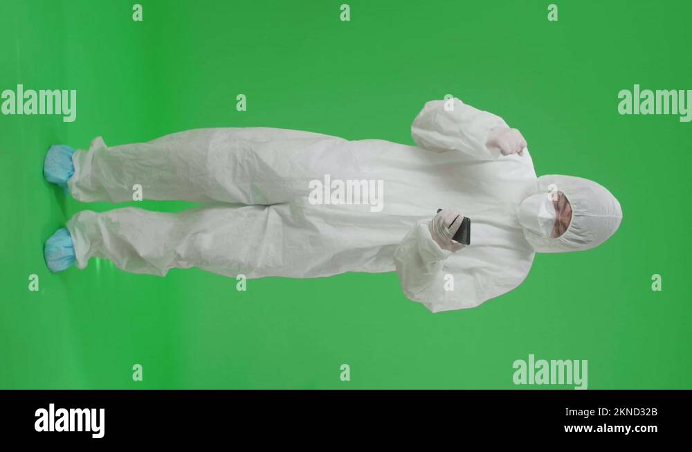 Full Body Of Asian Man Wearing Personal Protective Equipment Uniform ...
