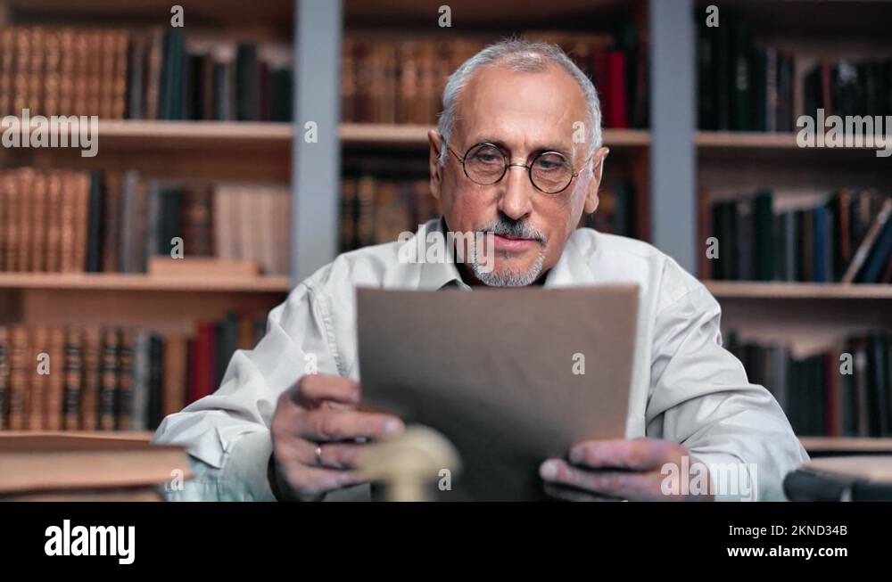 70s grandfather smiling reading paper letter good news vintage ...