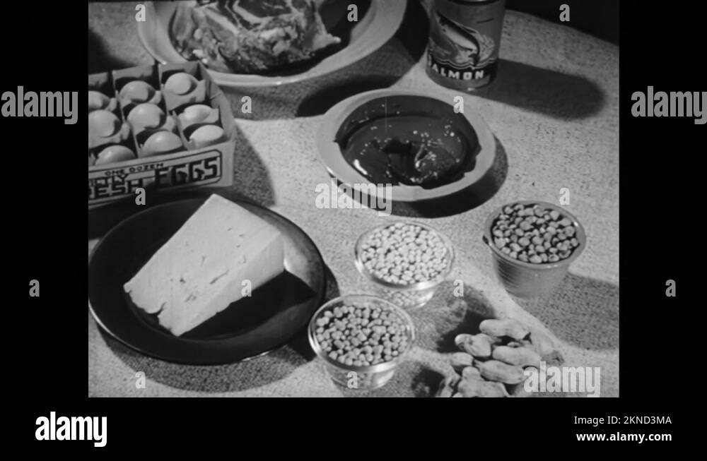 UNITED STATES 1940s: View of food on table / Views of food appearing on ...