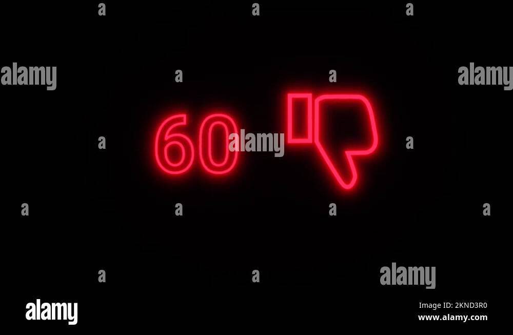 Animated Dislike Sign, Social Media Icon Glowing Red On Black ...
