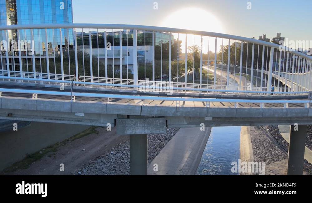 Cinematic slow pull out shot away from the new curved ramon mestre ...