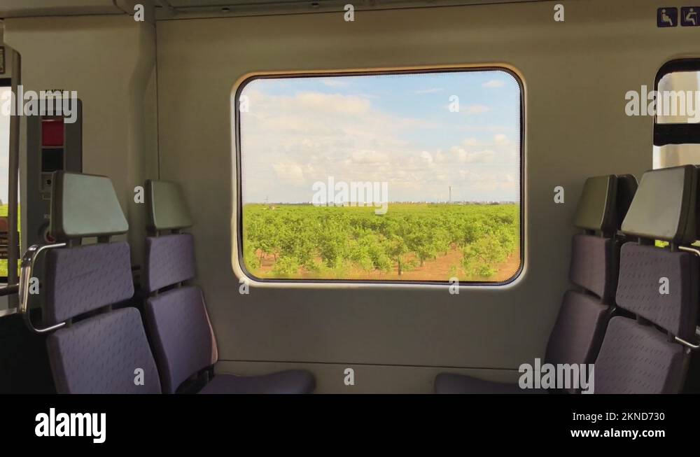 Looking outside of the racing train window in Spain Stock Video Footage ...