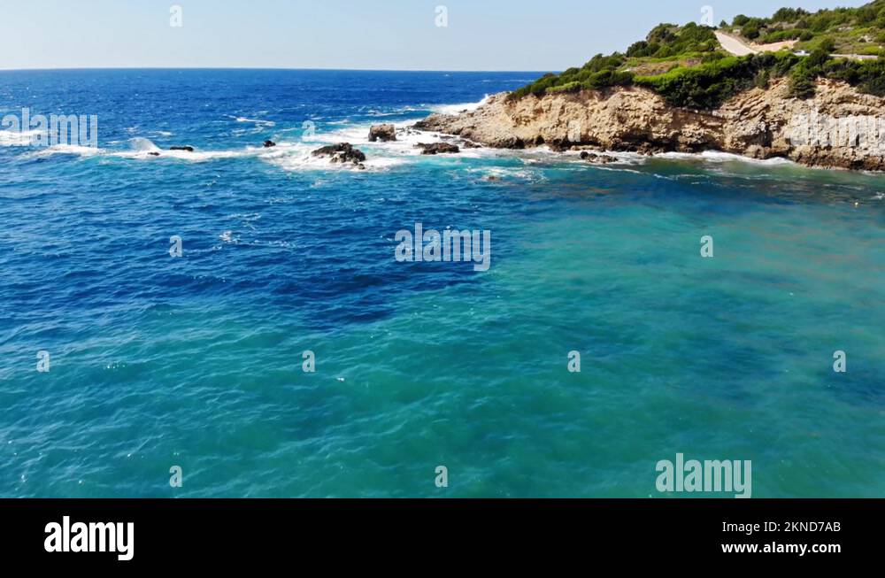 Coastal Road At The Cliff Near Jerusalem Beach In Erisos, Kefalonia ...