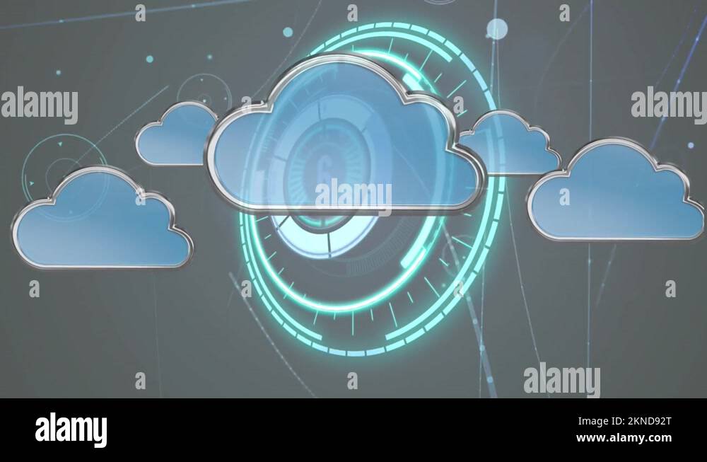 Animation of scope scanning with countdown over digital clouds and ...