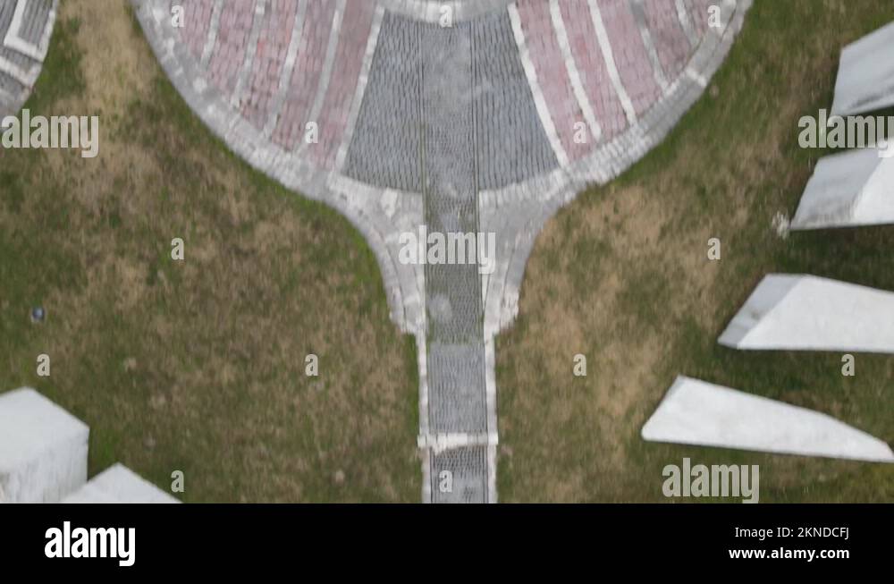 Kadinjaca WWII Memorial Monument Alley, Uzice, Serbia. Top Down Drone ...