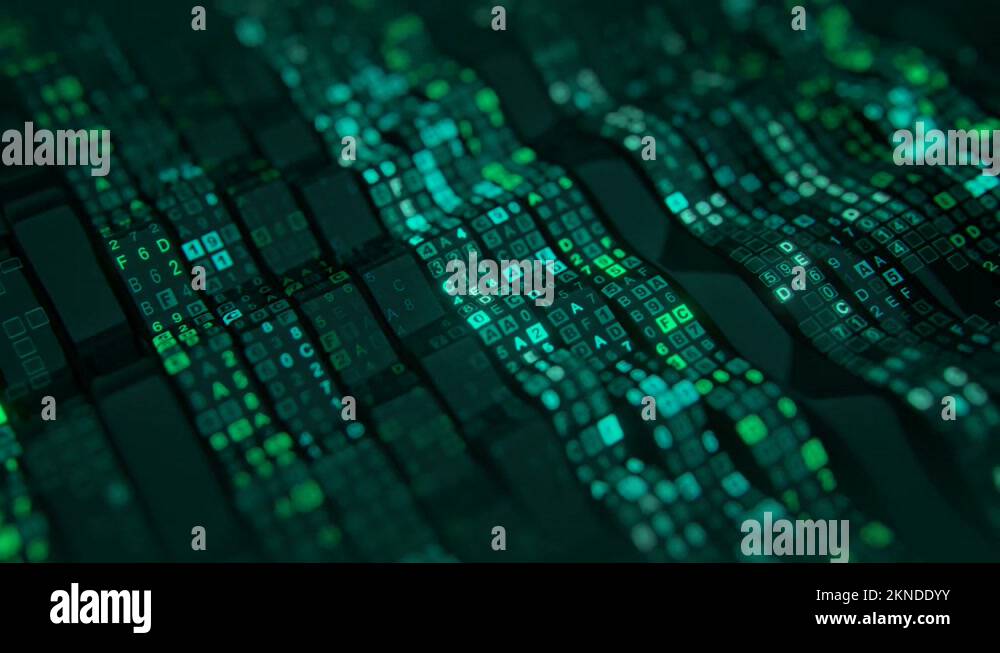 Green HEX digital data code on flexible screen 3D render seamless loop animation Stock Video ...