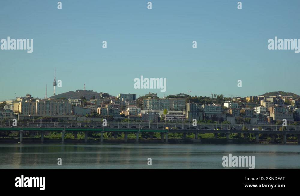 N Seoul Namsan Tower over Yongsan-gu district urban skyline, Daytime ...