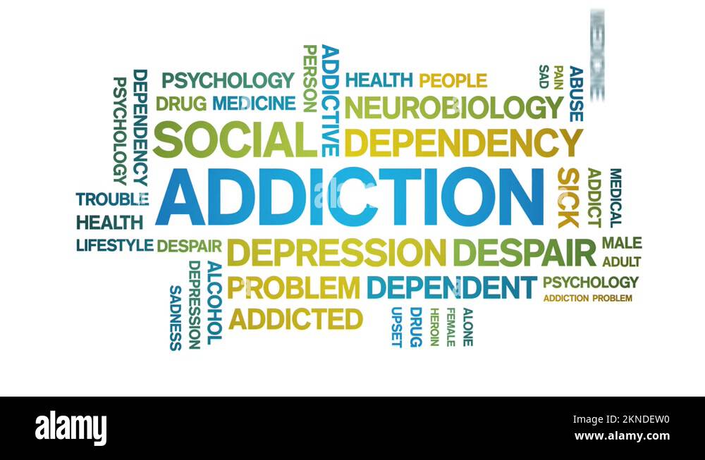 Addiction animated word cloud,animation text kinetic typography ...
